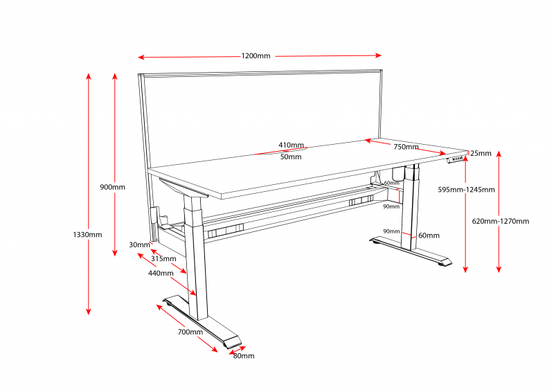 Boost Light Single Sided Height Adjustable Desk | Absoe