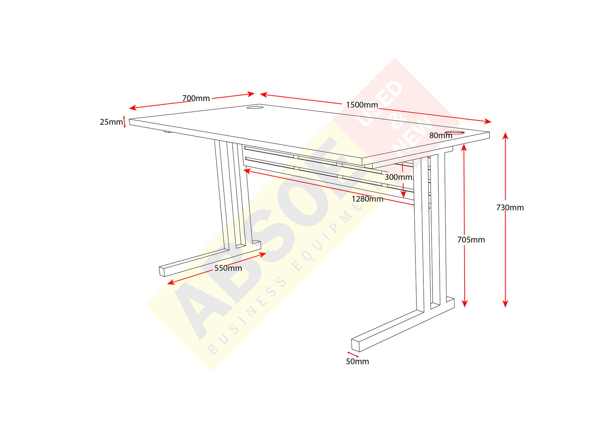 Straight Front Desk | Absoe