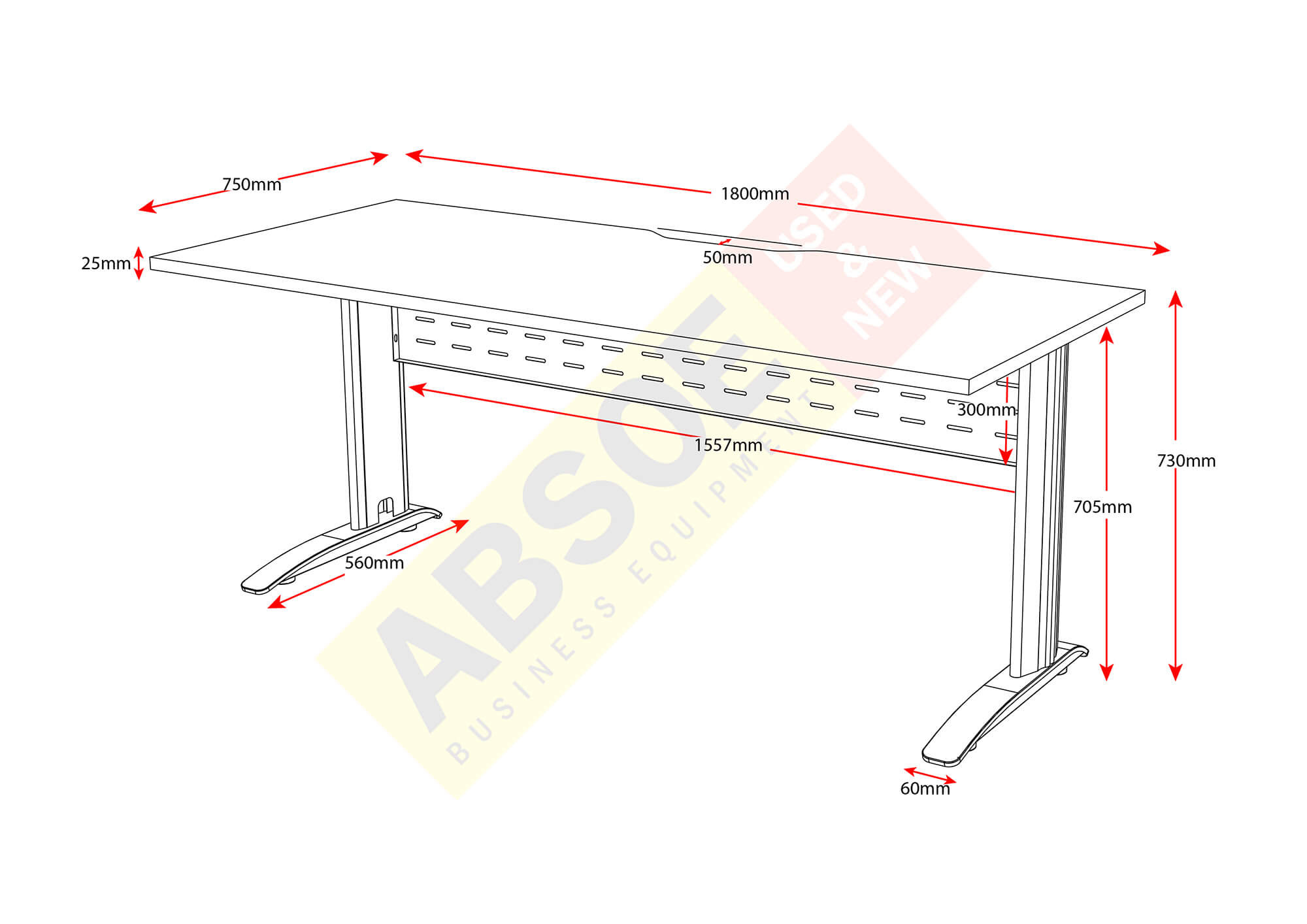 Straight Front Desk | Absoe